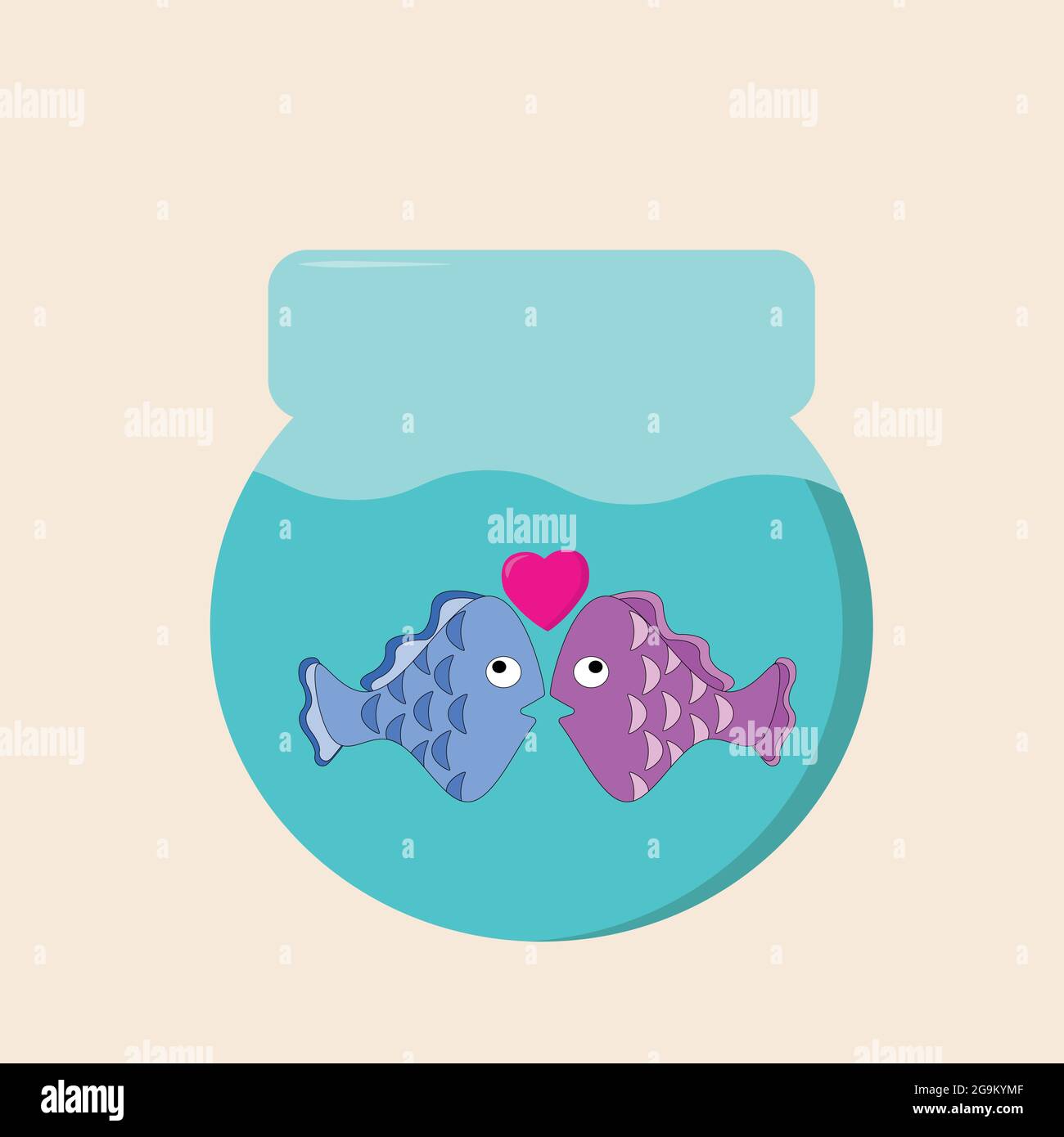 Cute Fish In Love Clipart