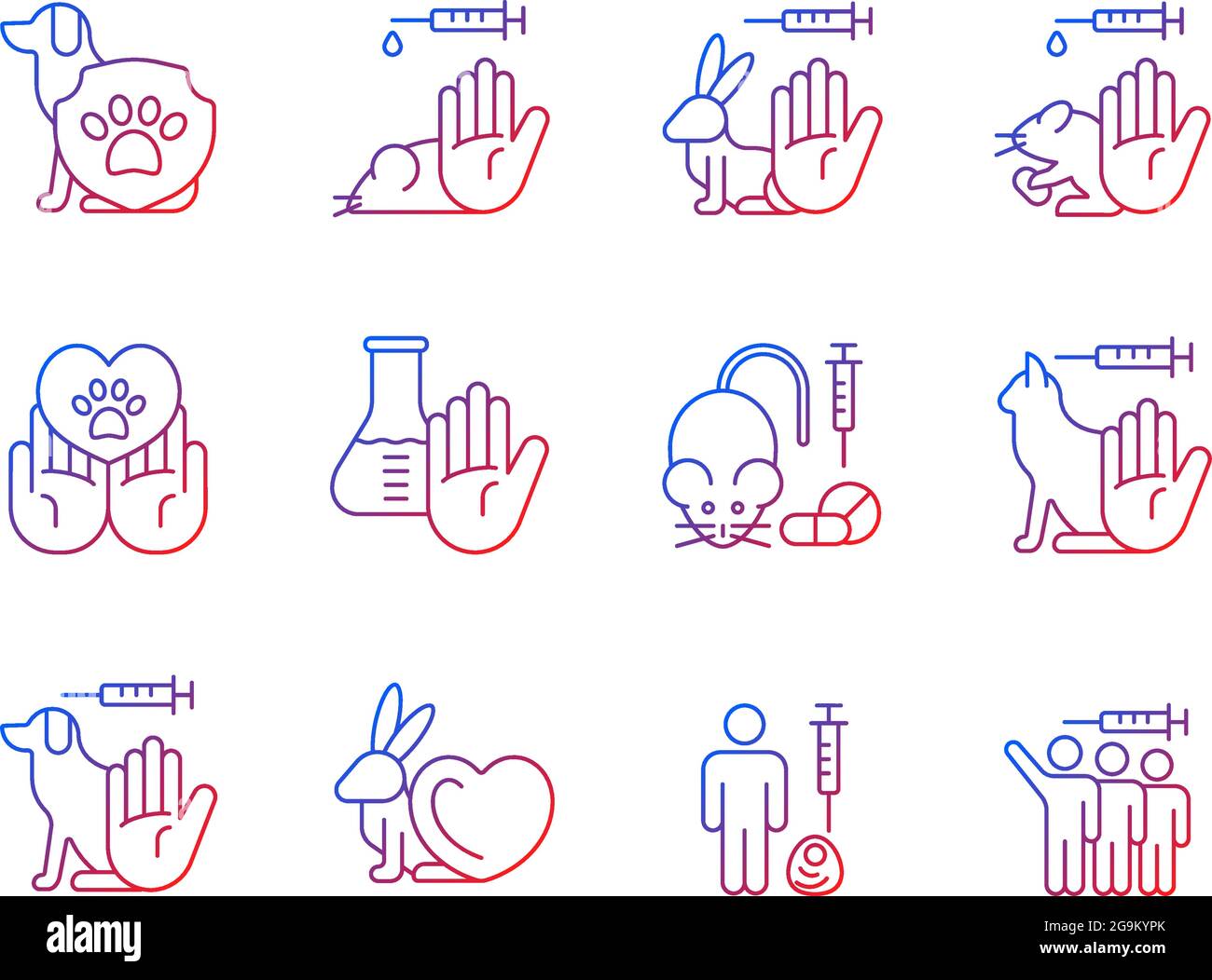 No animal testing gradient linear vector icons set Stock Vector Image ...