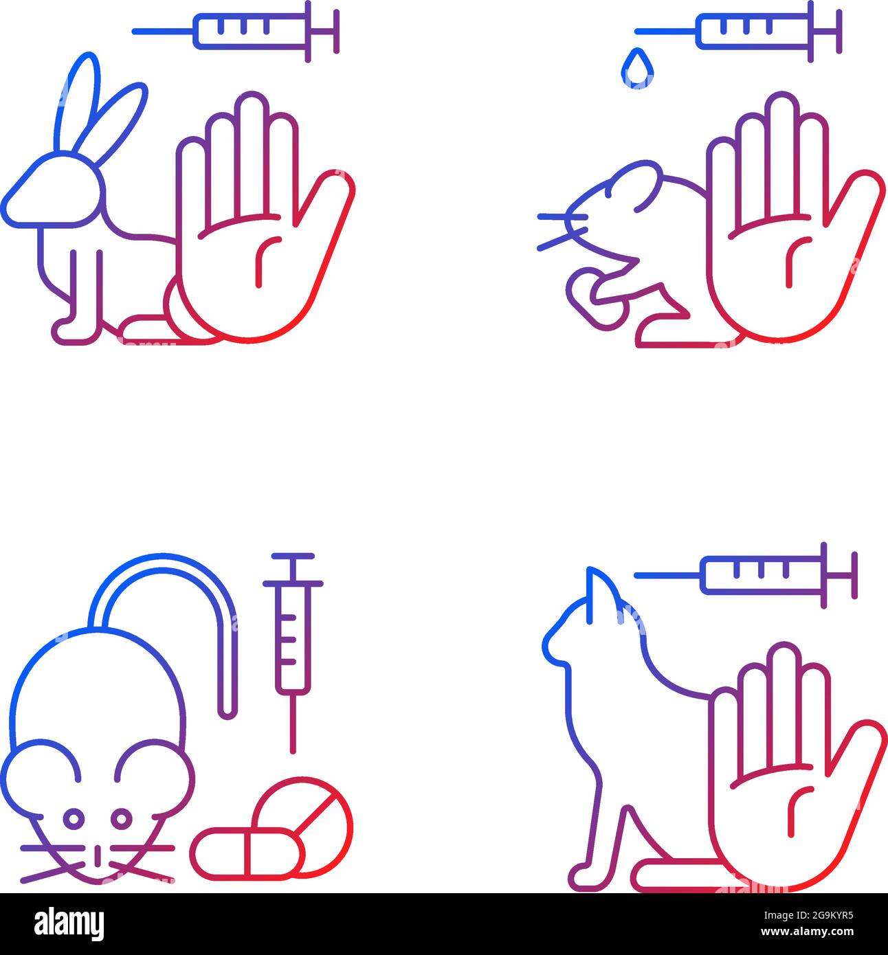 No animal cruelty gradient linear vector icons set Stock Vector Image ...