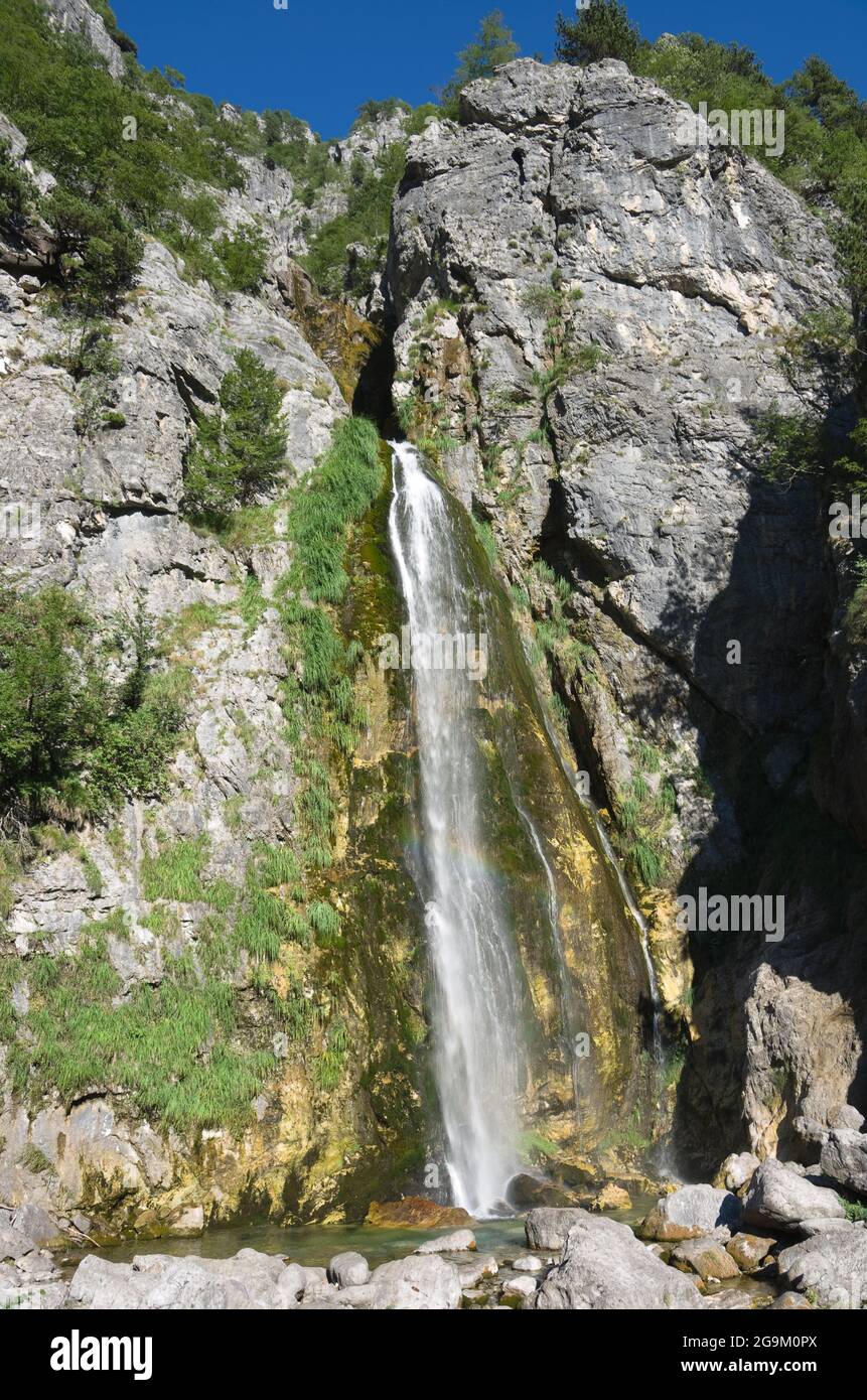 Grunas Waterfall inside the National Park of Thethi, Albania Stock ...