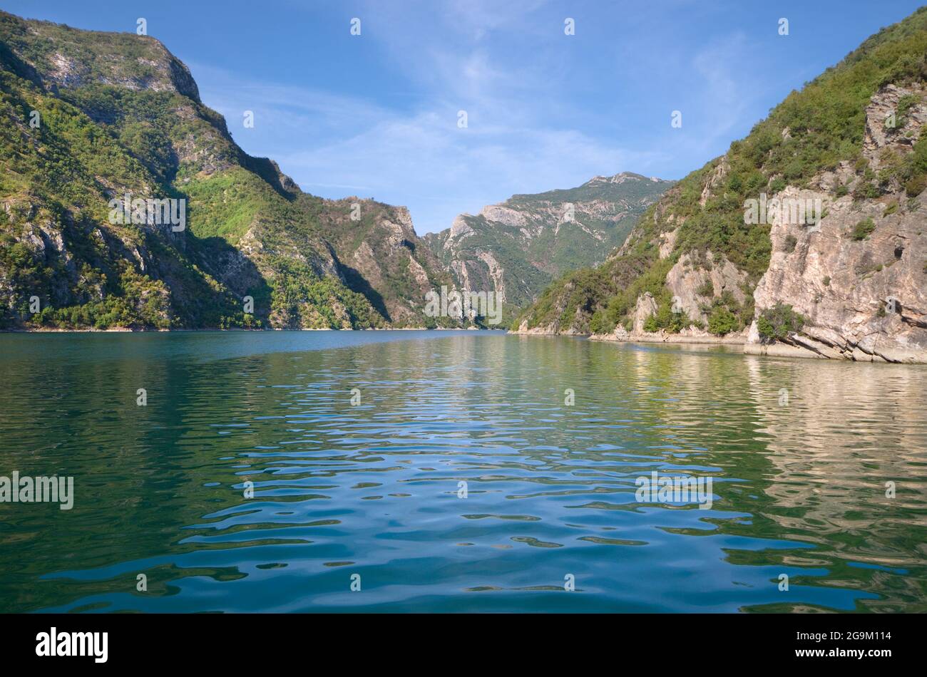 view of Koman-Fierza Lake, Albania Stock Photo - Alamy