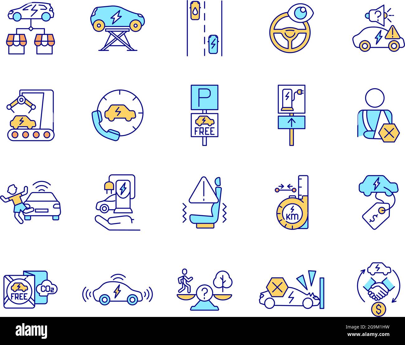 EV features RGB color icons set Stock Vector Image & Art - Alamy