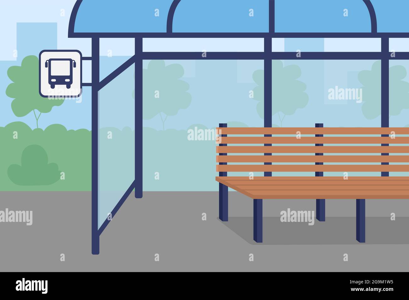 Bus stop flat color vector illustration Stock Vector Image & Art - Alamy