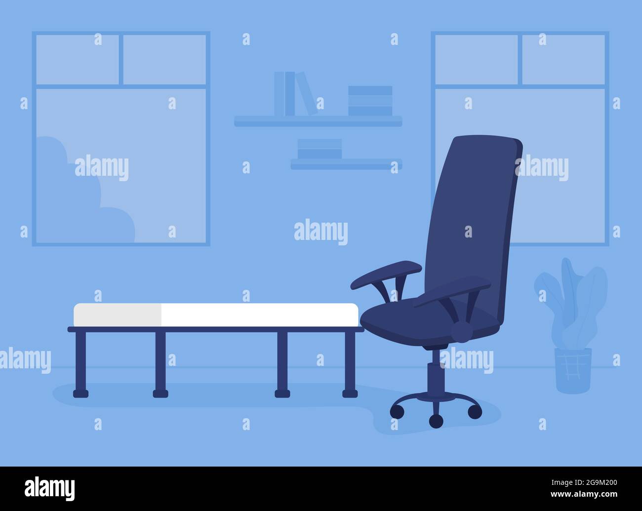 Furniture for consulting room flat color vector illustration Stock ...