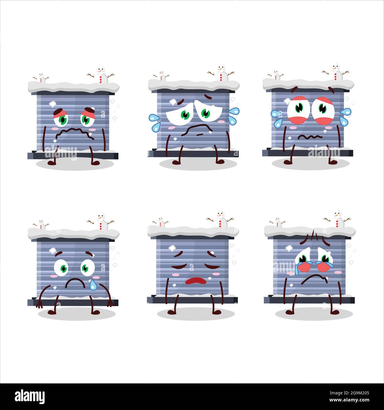 Chimney snow cartoon character with sad expression. Vector illustration ...