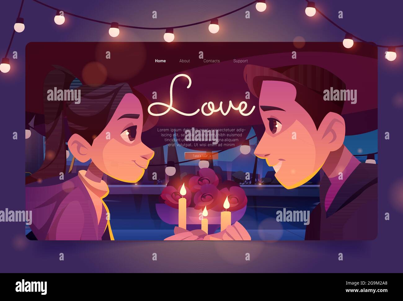 Love banner with happy couple on date Stock Vector Image & Art - Alamy