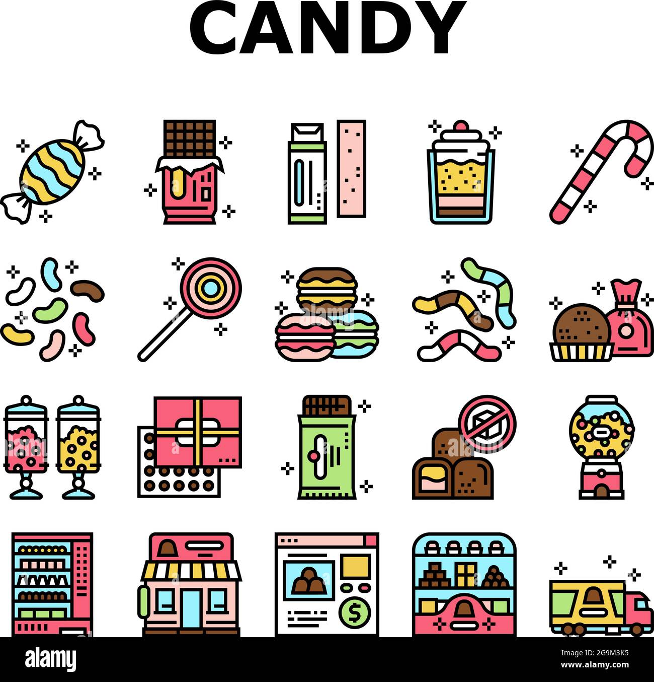 Candy Shop Product Collection Icons Set Vector Stock Vector Image & Art ...
