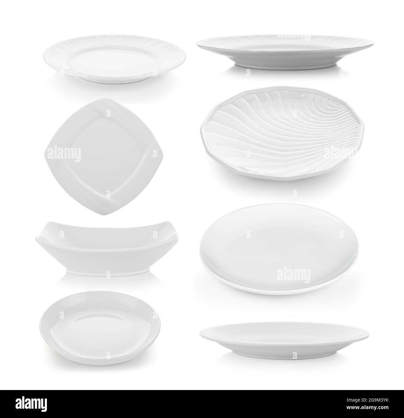 set of plate on white background Stock Photo - Alamy