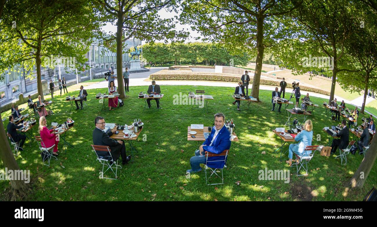 Munich, Germany. 27th July, 2021. Cabinet members sit together for the ...