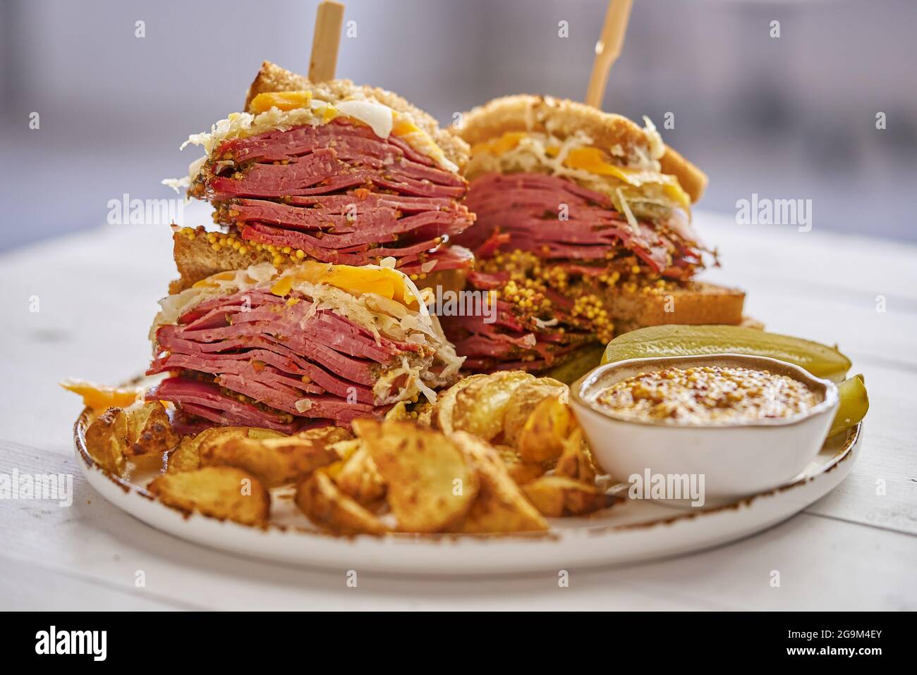 Reuben sandwich. Classic traditional American sandwich. Pastrami and ...