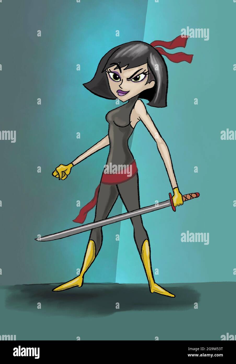 female action hero illustration Stock Photo - Alamy