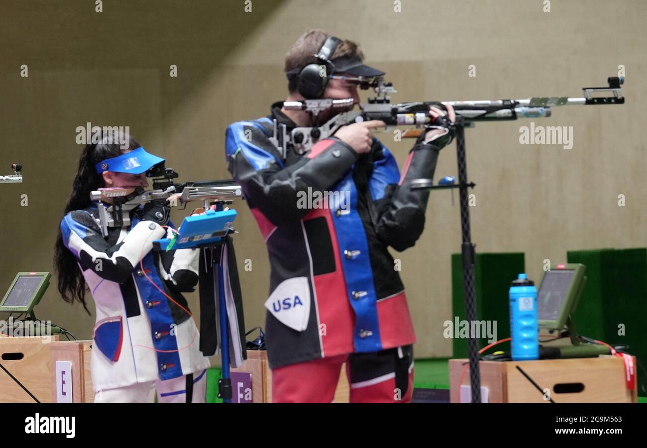 Tokyo, Japan. 27th July, 2021. Mary Carolynn Tucker (L) and Lucas ...