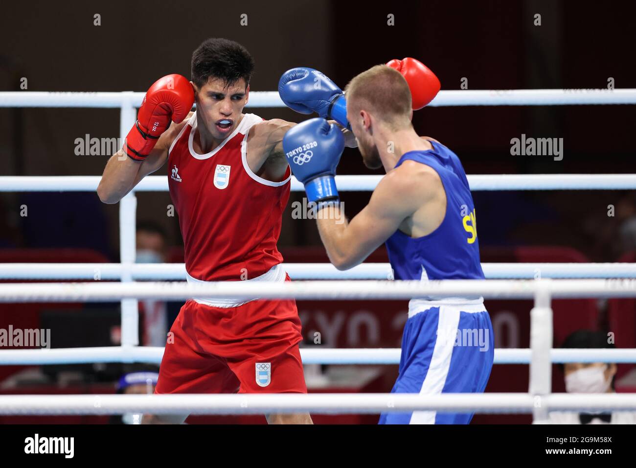 Tokyo, Japan. 26th July, 2021. VERON Francisco Daniel (ARG) in red fights against CHARTOI Adam ...