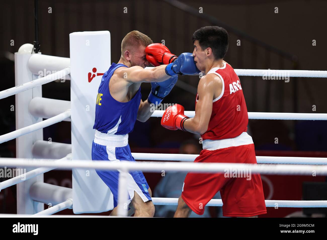 Tokyo, Japan. 26th July, 2021. VERON Francisco Daniel (ARG) in red fights against CHARTOI Adam ...