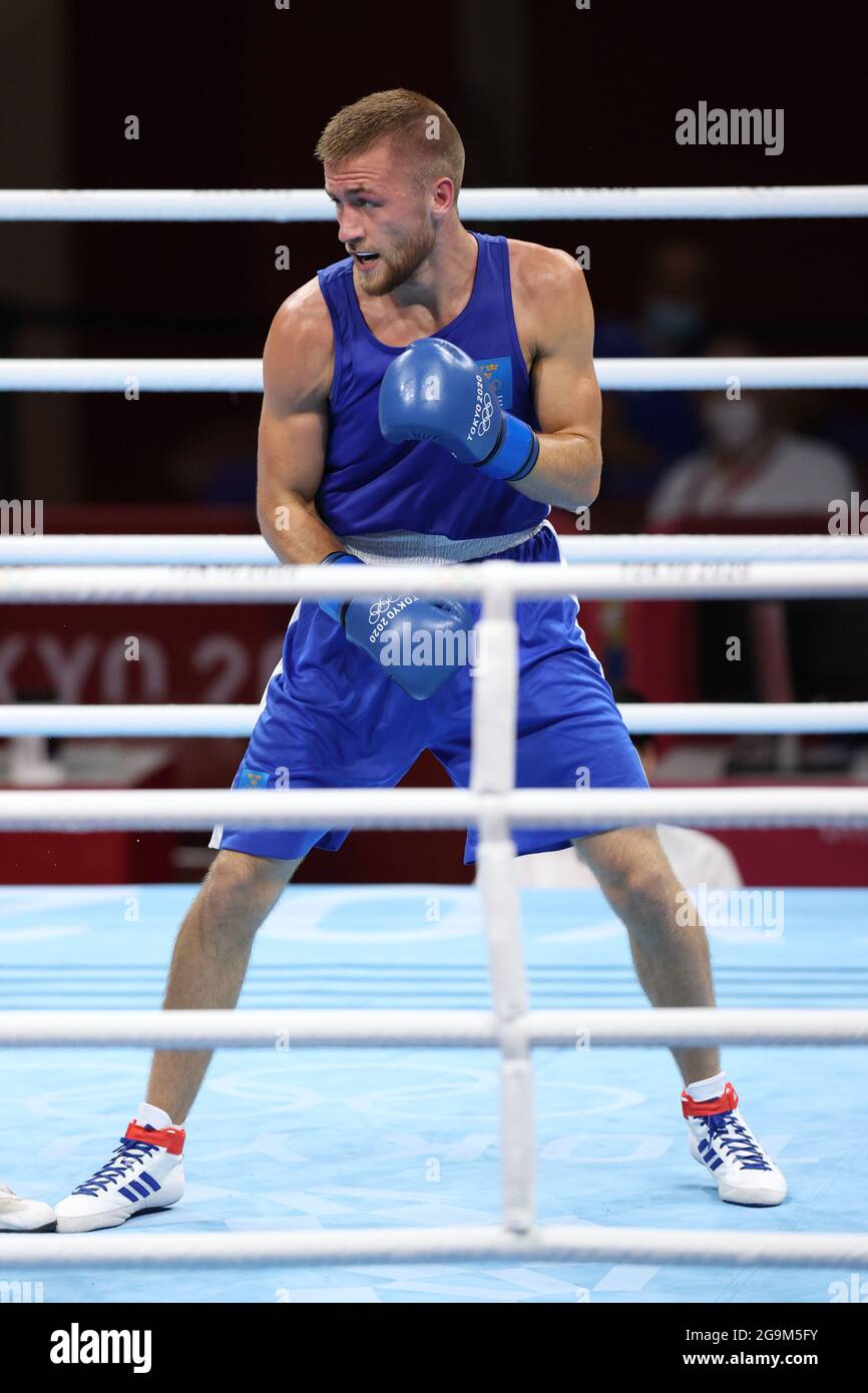 Tokyo, Japan. 26th July, 2021. CHARTOI Adam (SWE) Boxing : Men's Middle (69-75kg) Preliminaries ...
