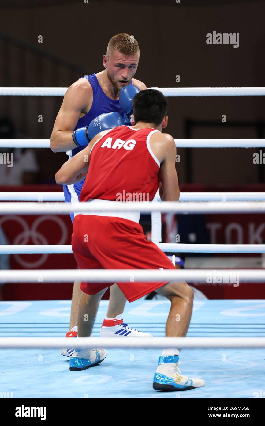 Tokyo, Japan. 26th July, 2021. VERON Francisco Daniel (ARG) in red fights against CHARTOI Adam ...