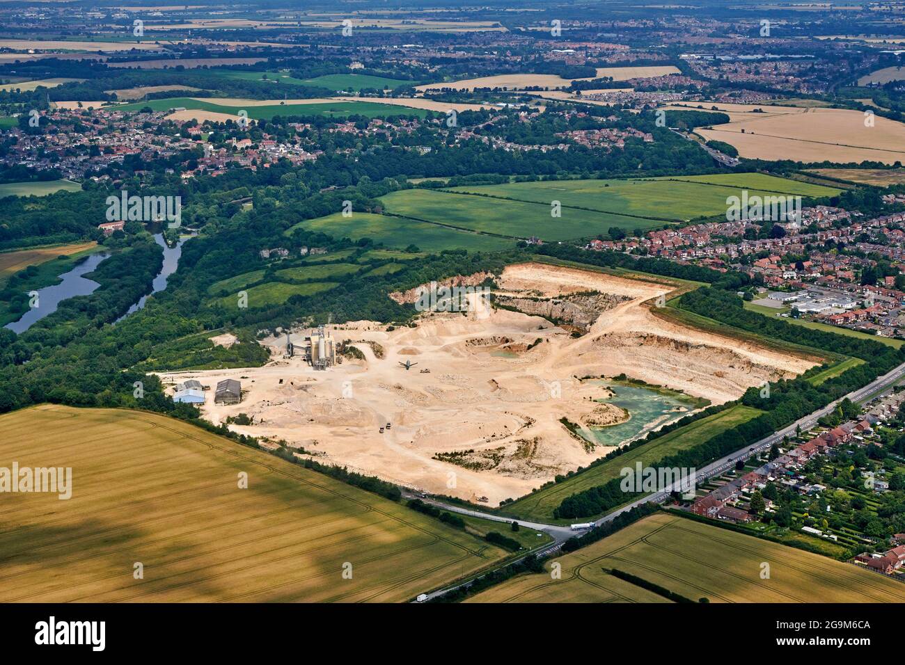 An aerial view of a stone quarry, to the west of Doncaster, South ...