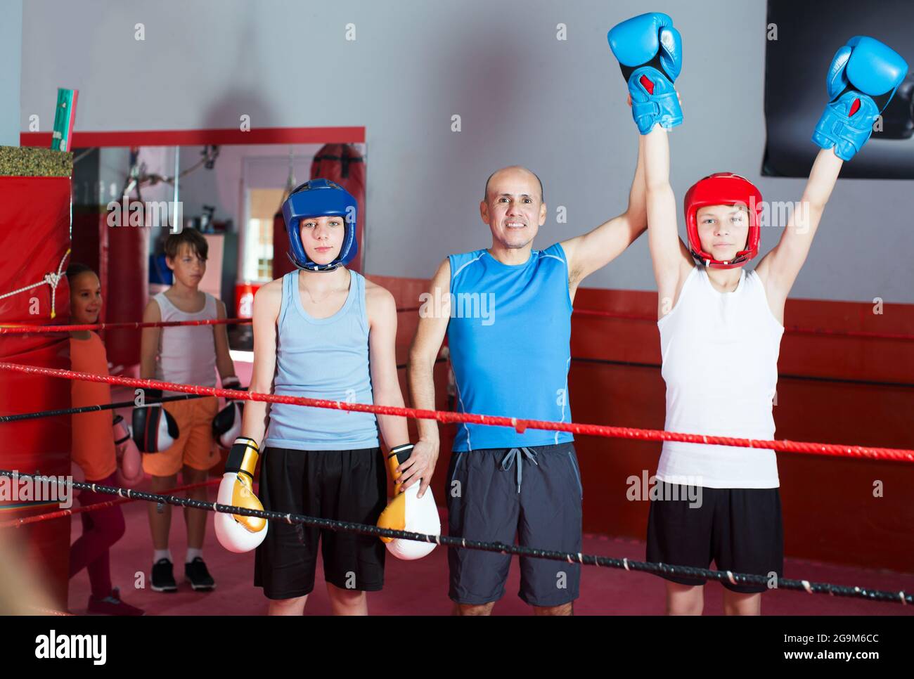 Two boys boxing in ring hi-res stock photography and images - Alamy