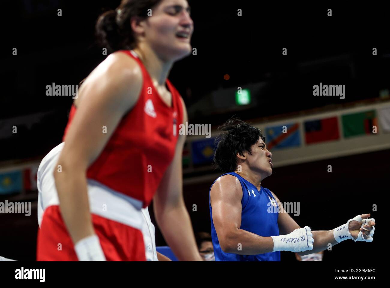 Tokyo, Japan. 27th July, 2021. Chen Nien-chin (in blue) of Chinese ...