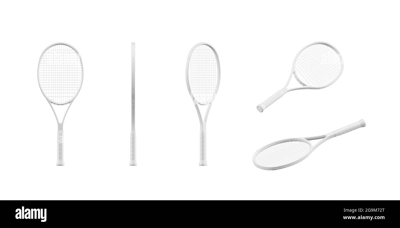 Tennis racket mockup isolated on a white background - 3D render Stock ...