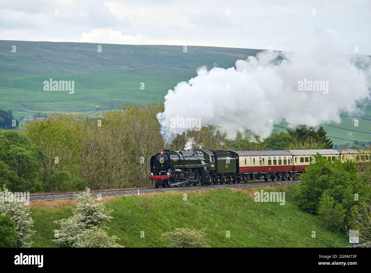 Preserved steam locomotive no 70000 Britannia, on the Settle and ...
