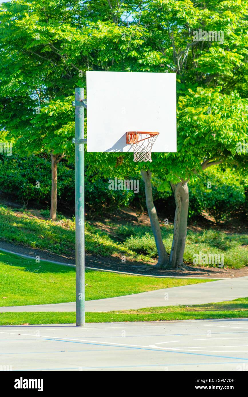 Basketball hoop in the court Stock Photo - Alamy