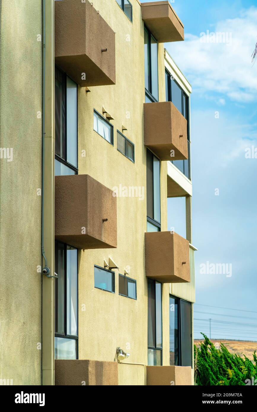 Apartment building with balconies Stock Photo - Alamy