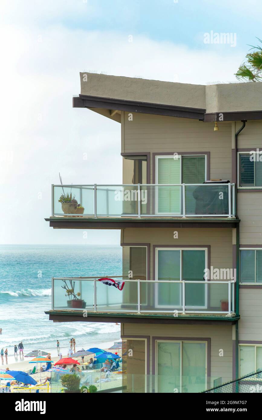 Apartment building with balconies at the beach Stock Photo - Alamy