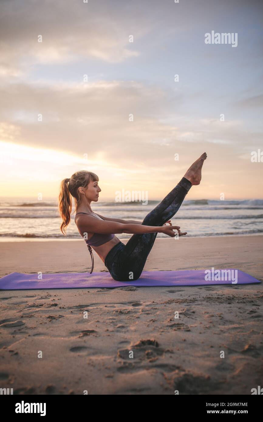 Yoga Boat Pose Paripurna Navasana High Resolution Stock Photography and ...