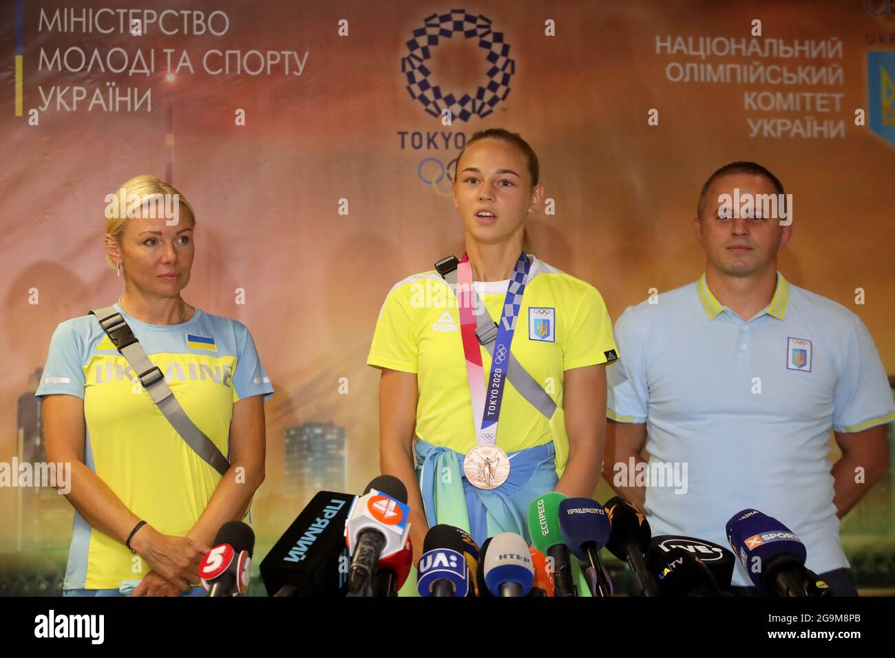 KYIV REGION, UKRAINE - JULY 27, 2021 - Bronze medallist of the Tokyo ...