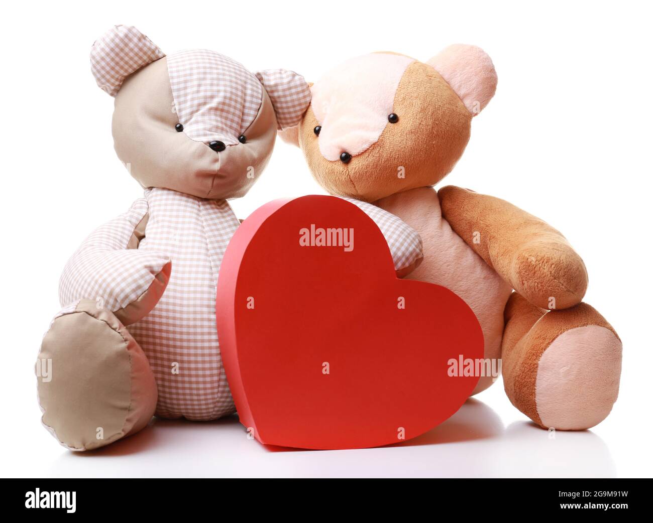 Teddy Bears with red heart isolated on white Stock Photo - Alamy