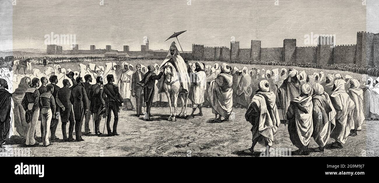 The italian embassy is received by Hassan I (1836-1894) Sultan of ...