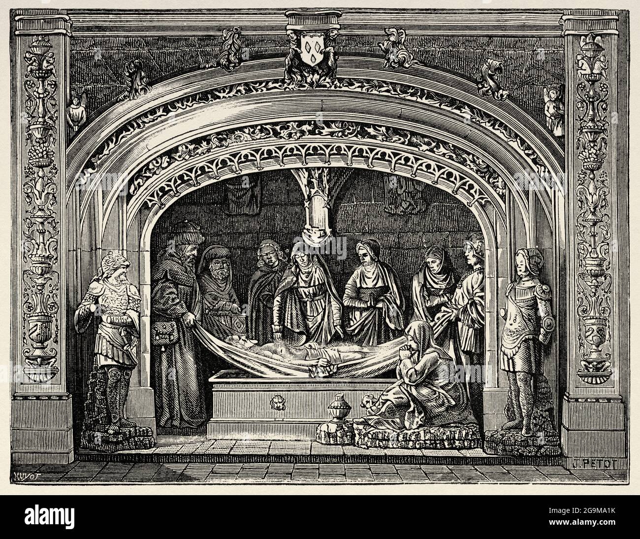 Christ entombment, Saint Pierre abbey. Solesmes, Sarthe. France, Europe ...