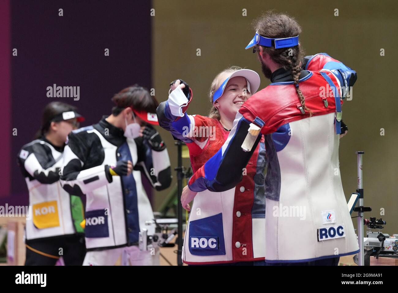 Tokyo, Japan. 27th July, 2021. Yulia Karimova (2nd R)/Sergey Kamenskiy ...