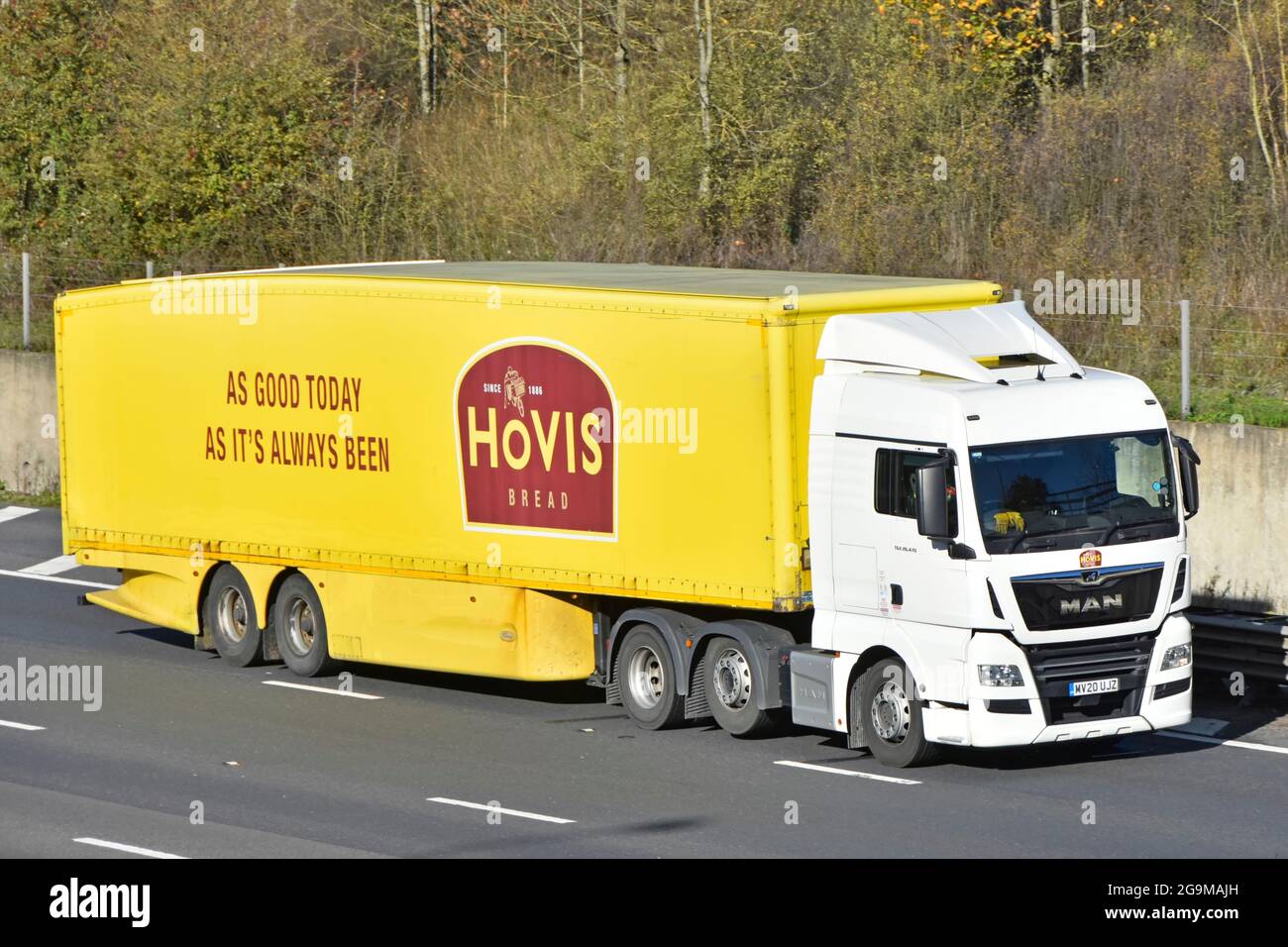 Front view bread distribution hgv food supply chain white lorry truck ...