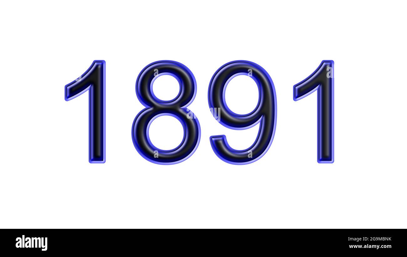 blue 1891 number 3d effect white background Stock Photo - Alamy