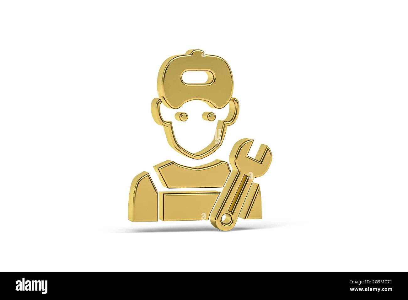 Golden 3d mechanic icon isolated on white background - 3D render Stock ...