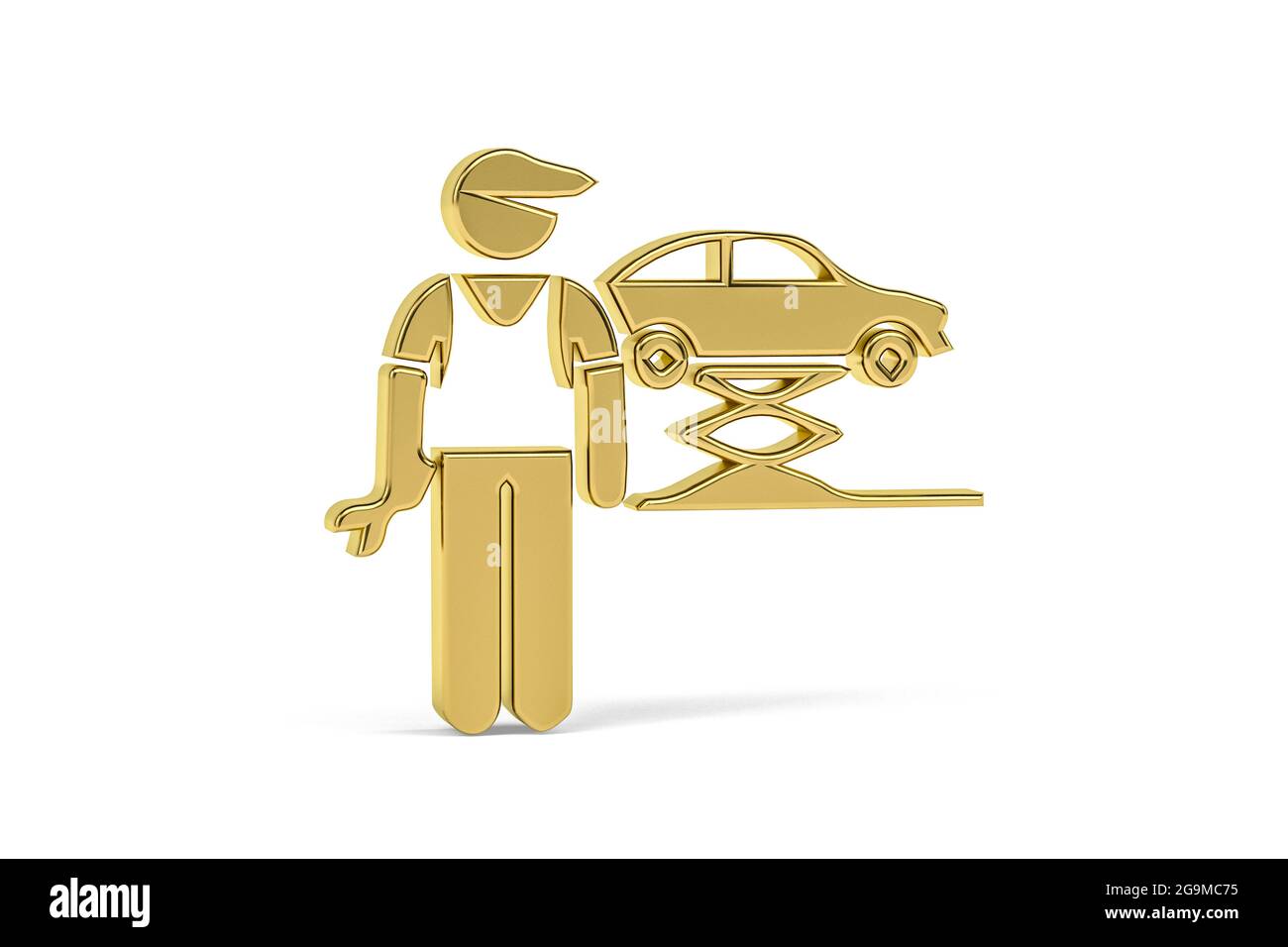 Golden 3d mechanic icon isolated on white background - 3D render Stock ...