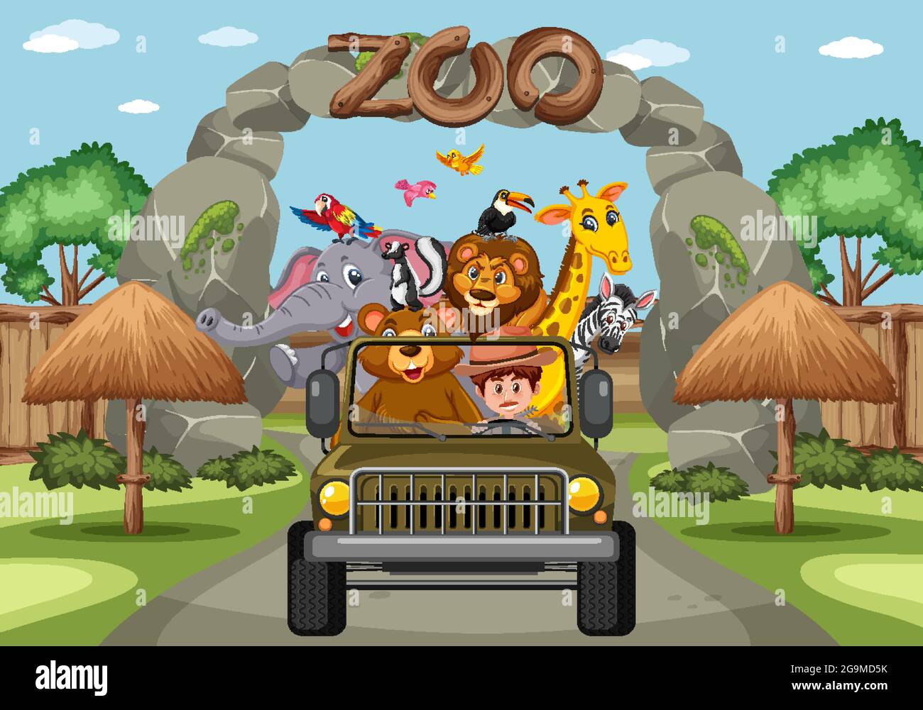 Elephant illustration zoo cage hi-res stock photography and images - Alamy
