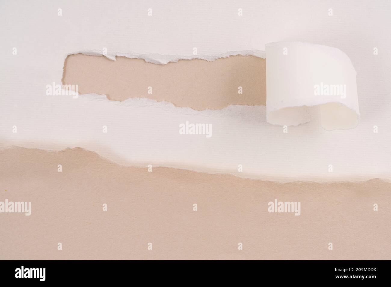 a strip torn from a cardboard that leaves room for an inscription Stock ...