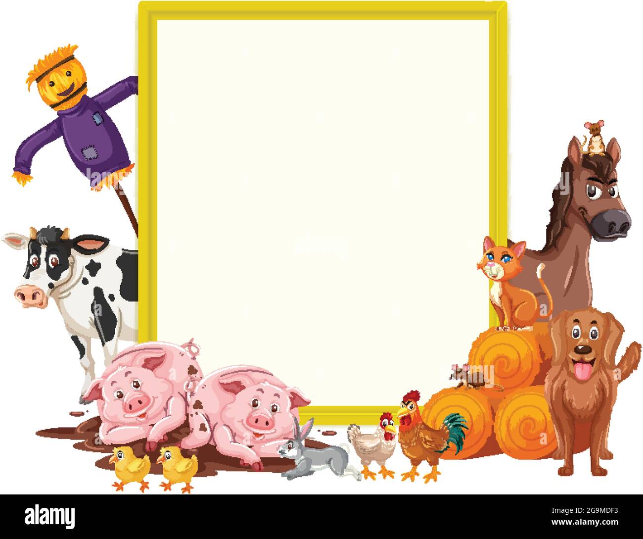 Empty banner with many farm animals illustration Stock Vector Image ...