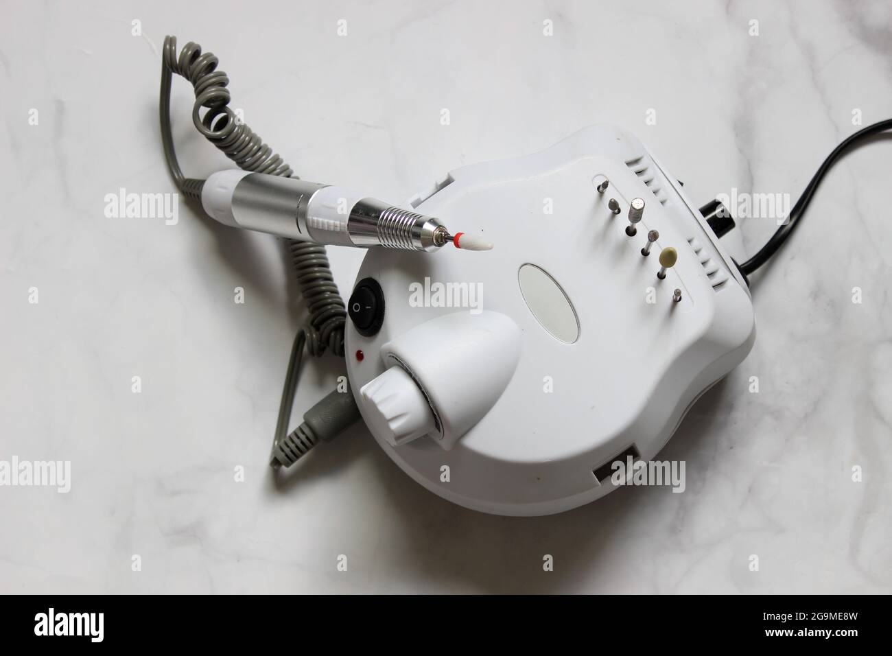 Top view of tools and materials for modern manicure and nail extension ...