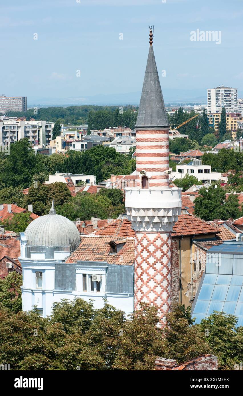 the minaret of Djoumaia mosque in Plovdiv (Bulgaria); this mosque is ...