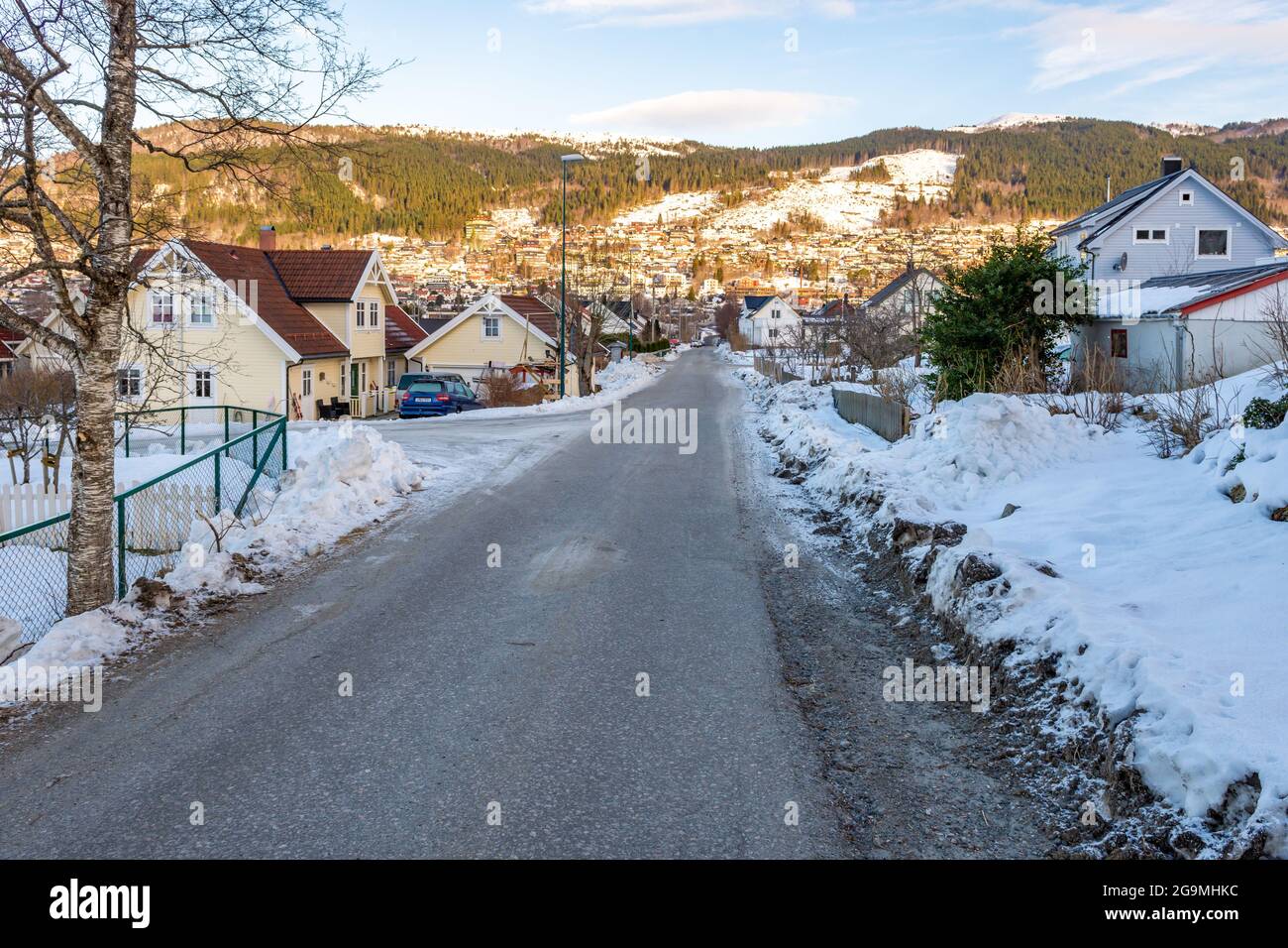 Road with rural houses in winter in Volda, Norway Stock Photo - Alamy