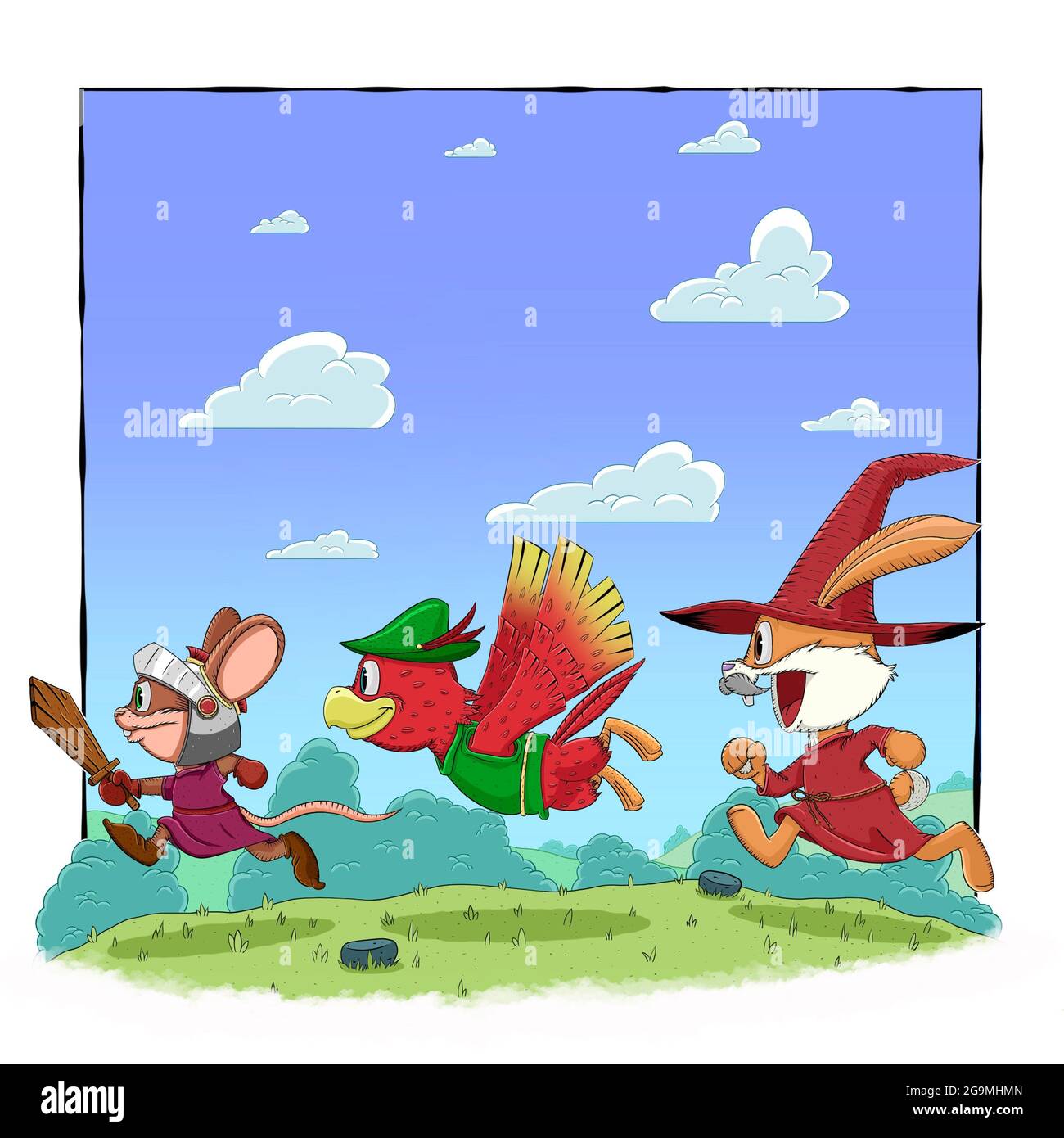 Three friends on an adventure Stock Photo - Alamy