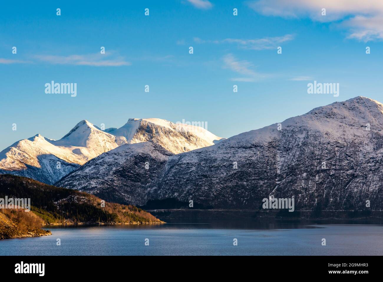 Breathtaking view of arctic mountains and fjord in Volda, Norway Stock ...