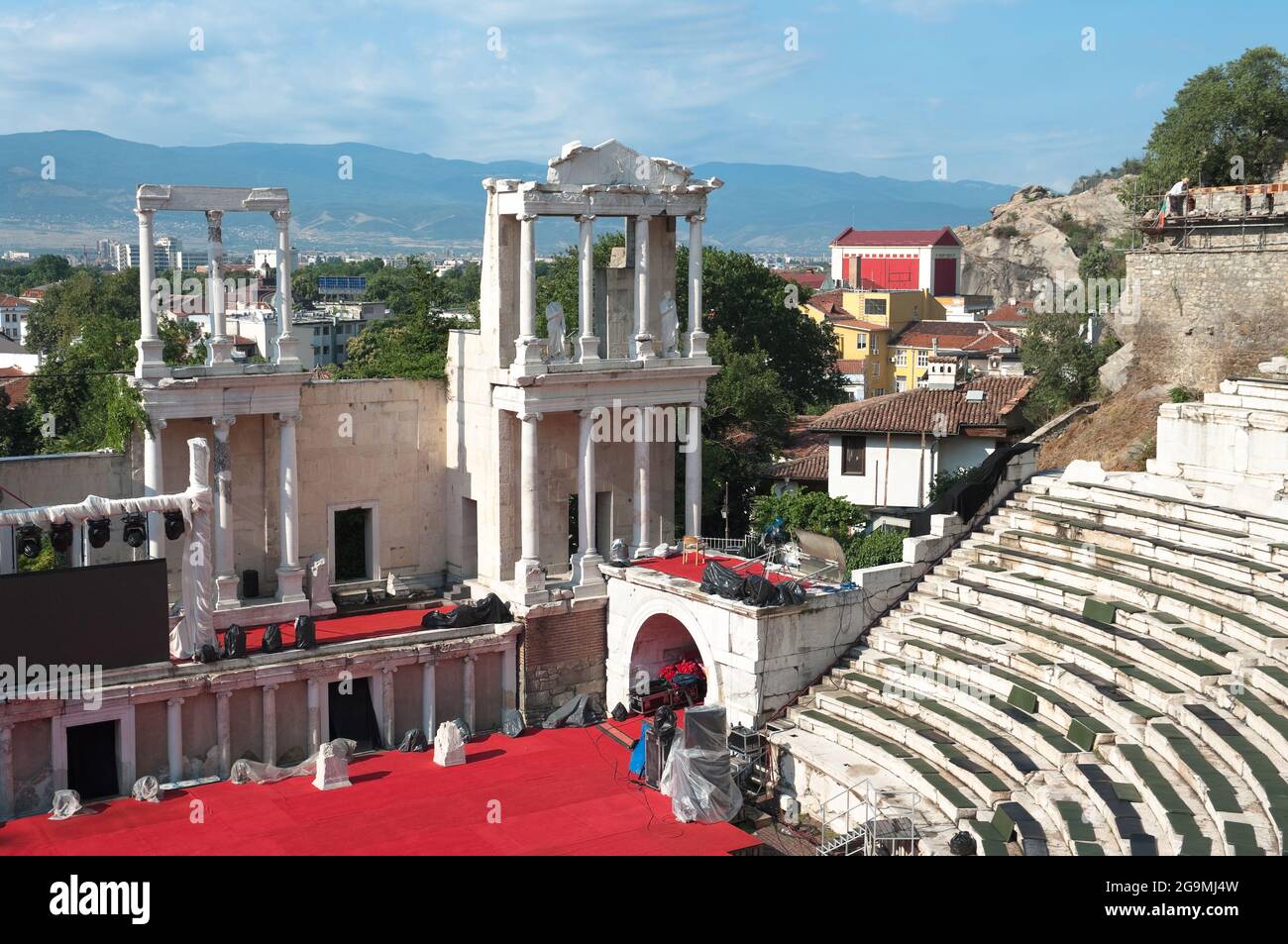 steps and stage of roman amphitheater in Plovdiv, Bulgaria Stock Photo ...