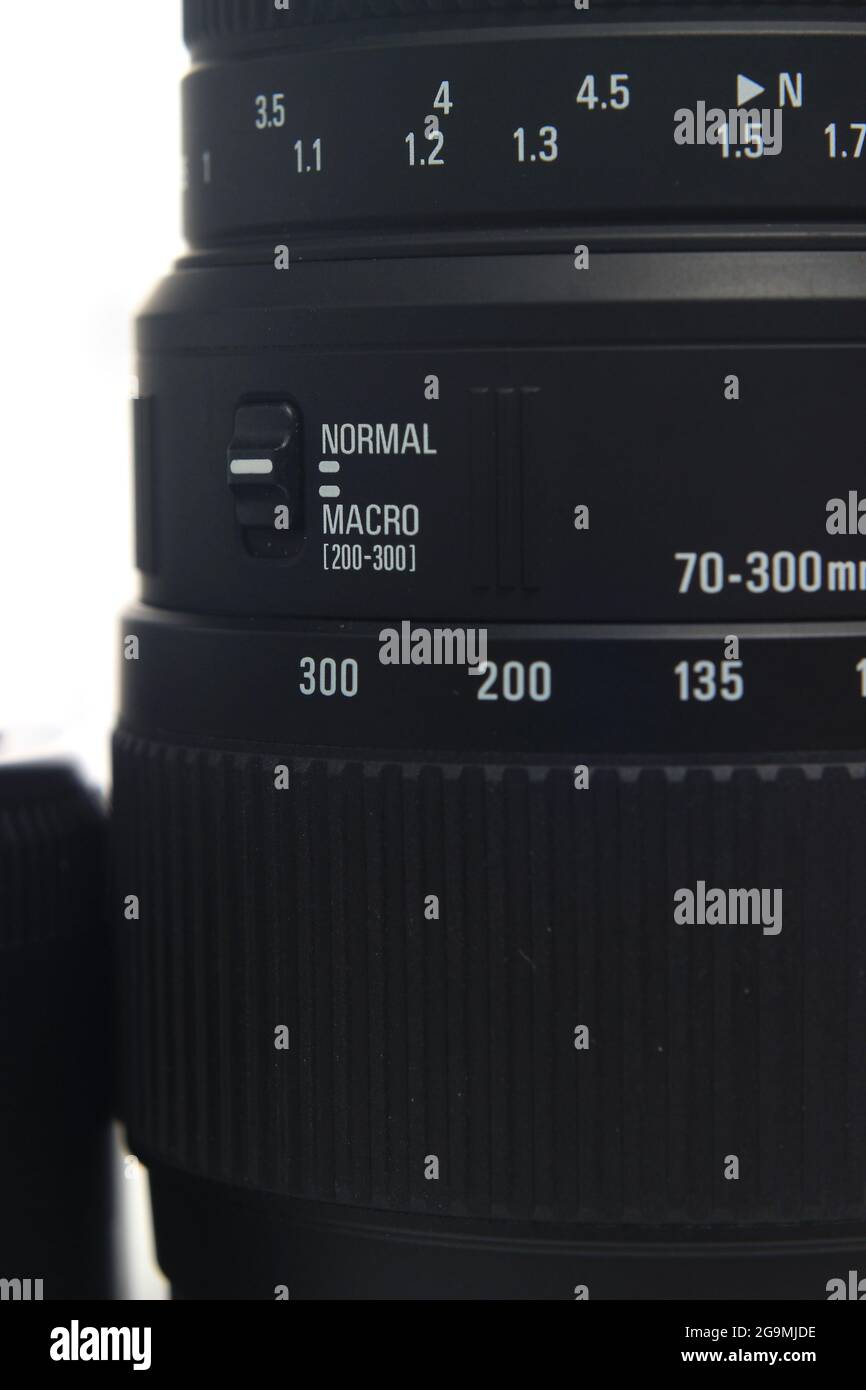 Macro and normal Switch at 70 300 tele Lens for DSLR at white ...
