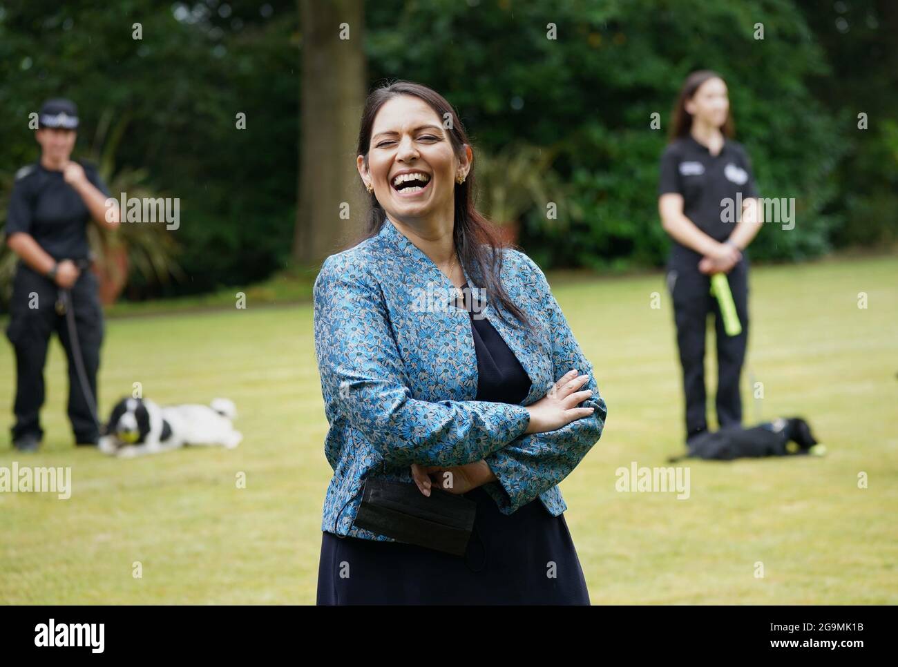 Home Secretary Priti Patel during a visit to Surrey Police headquarters ...