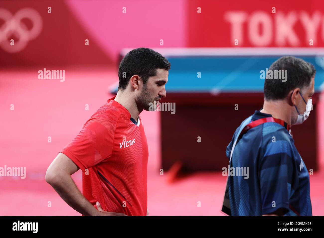 Tokyo, Japan. 26th July, 2021. Emmanuel LEBESSON (FRA) Table Tennis ...